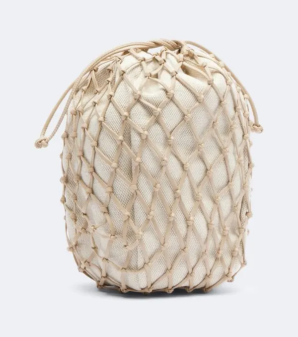 Savette Macrame Small Leather Pouch - Beige