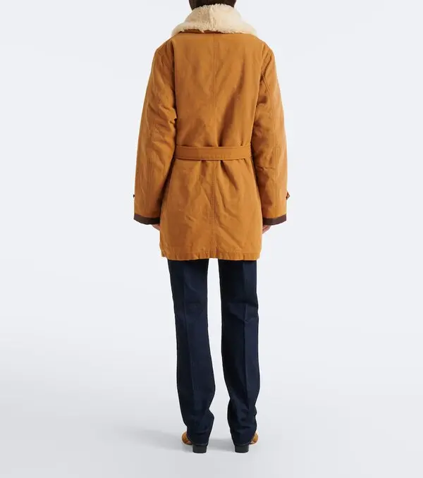 Polo Ralph Lauren Shearling-trimmed Double-breasted Cotton Coat