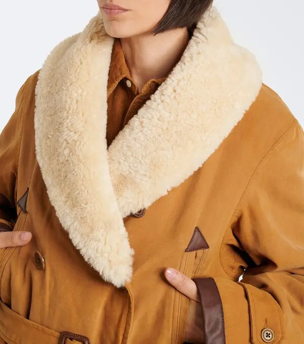 Polo Ralph Lauren Shearling-trimmed Double-breasted Cotton Coat