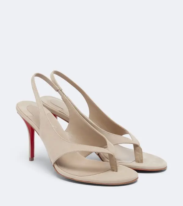 CHRISTIAN LOUBOUTIN Miss Z Suede Thong Sandals - Beige