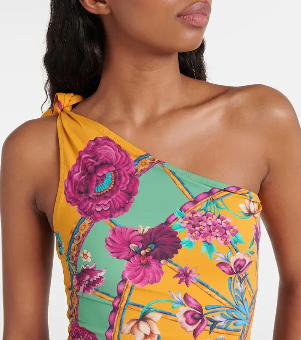 La DoubleJ Goddess Floral One-shoulder Swimsuit