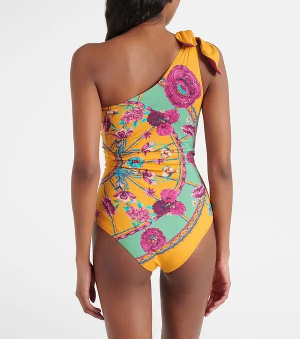 La DoubleJ Goddess Floral One-shoulder Swimsuit