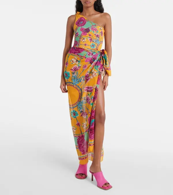 La DoubleJ Goddess Floral One-shoulder Swimsuit