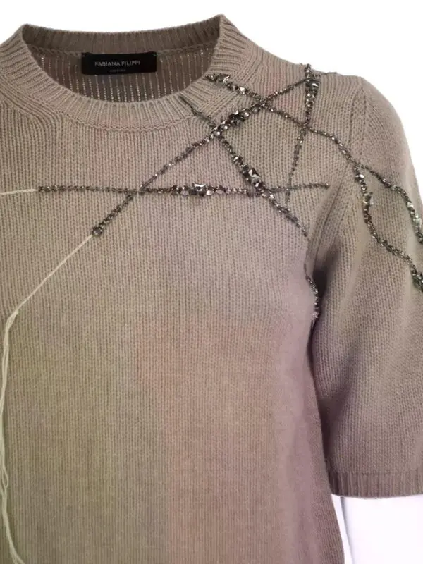 Fabiana Filippi Rhinestone Embellished Embroidered Sweater
