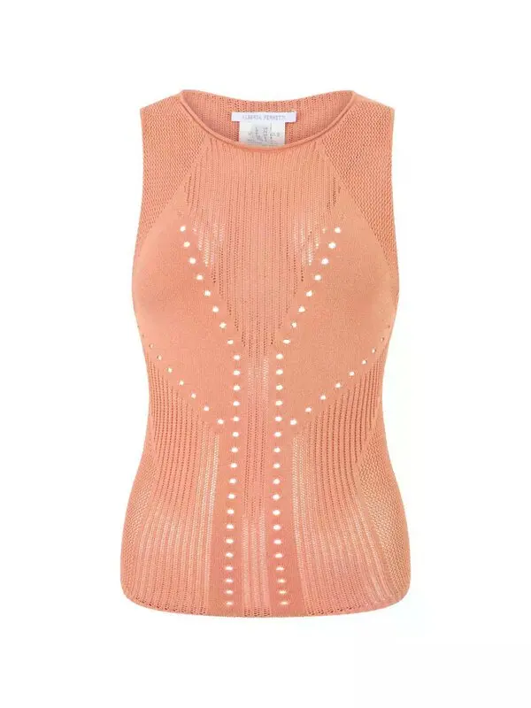 Alberta Ferretti Perforated Knit Tank Top