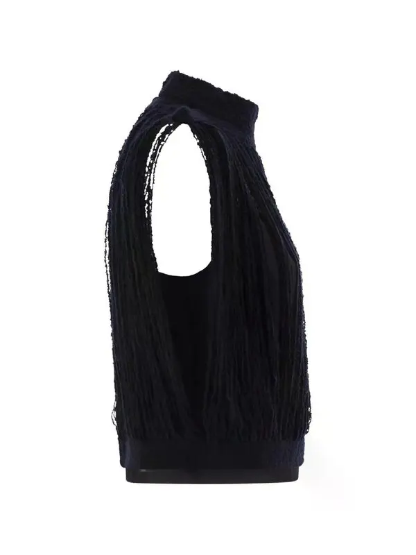 Fabiana Filippi Sleeveless High-neck Top With Fringe Detailing - Blue
