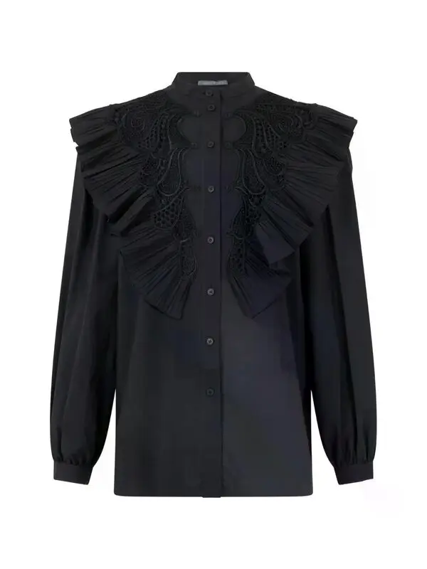 Alberta Ferretti Lace-paneled Ruffled Shirt