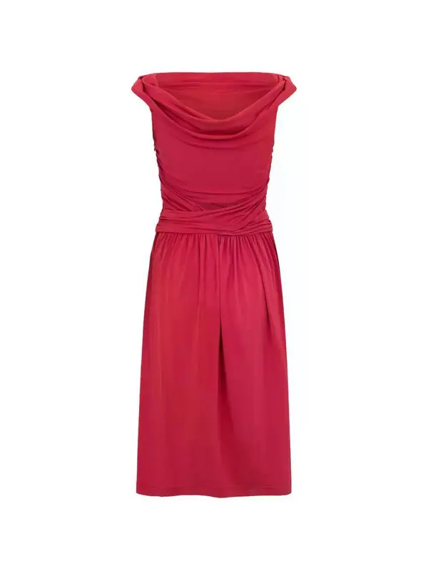 Alberta Ferretti Pleated Crossover-waist Midi Dress