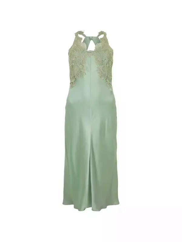 Alberta Ferretti Lace-panel Silk Maxi Dress