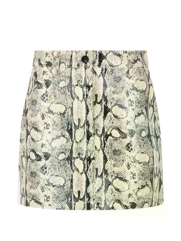 Alberta Ferretti Snake-effect Leather A-line Skirt