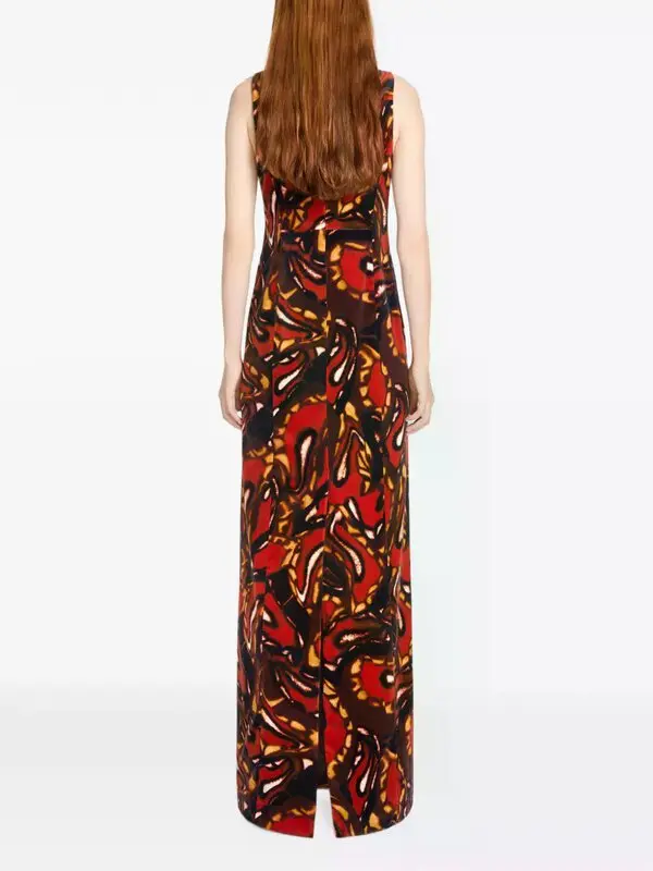 Dries Van Noten Long Velvet Dress - Red