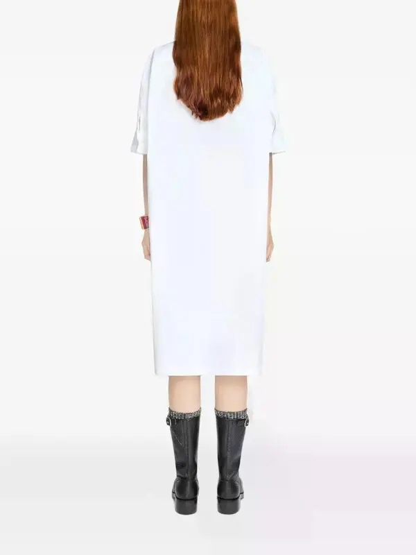 Dries Van Noten Embroidered Shirt Dress With Neck Scarf Detail