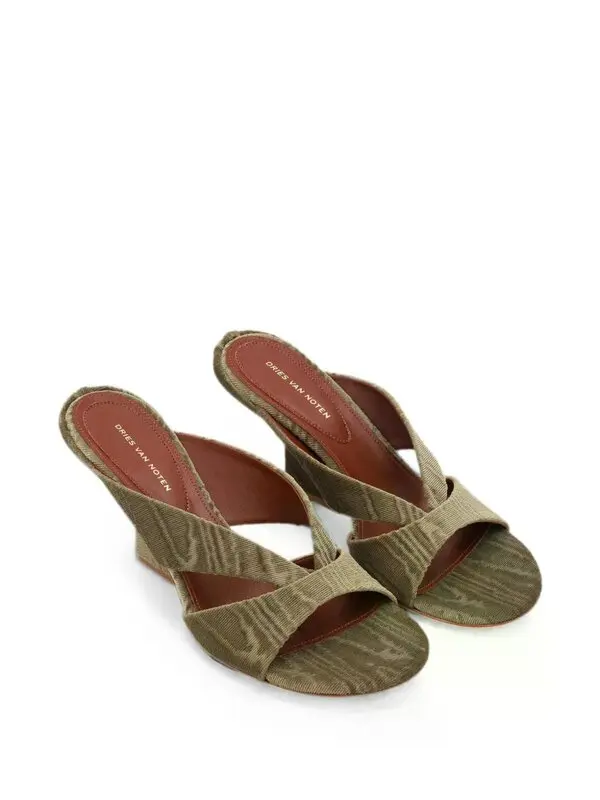 Dries Van Noten Heeled Velvet Mules - Green