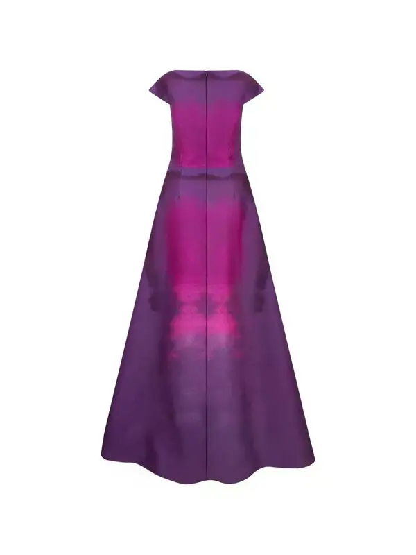 Alberta Ferretti Gradient Effect Cap Sleeve Maxi Dress