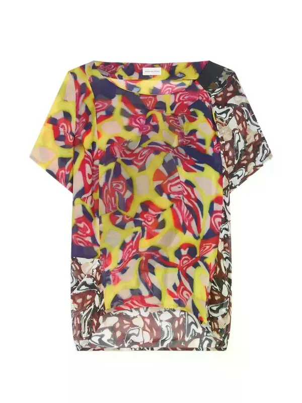 Dries Van Noten Draped Abstract Print Top
