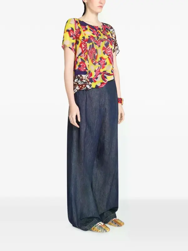 Dries Van Noten Draped Abstract Print Top