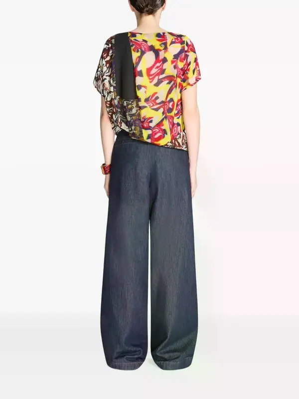 Dries Van Noten Draped Abstract Print Top