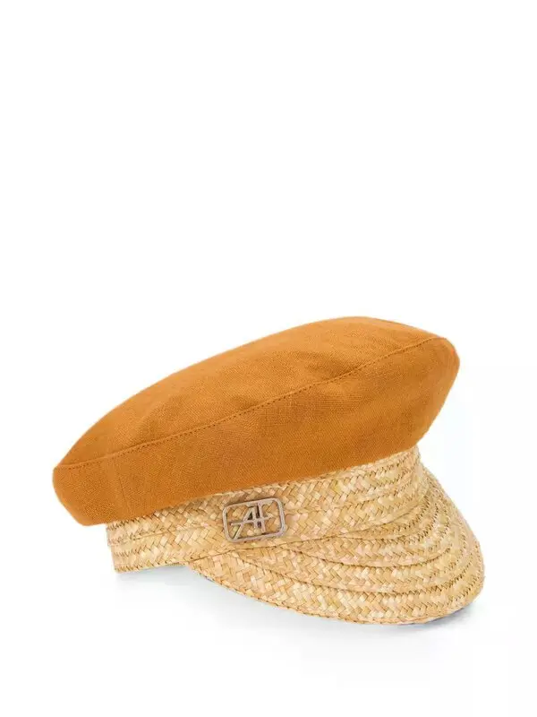 Alberta Ferretti Woven Linen Visor Cap - Orange