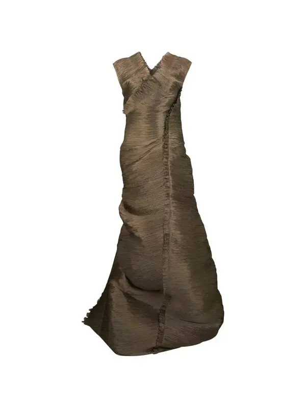 Alberta Ferretti Pleated Ruffled Maxi Dress
