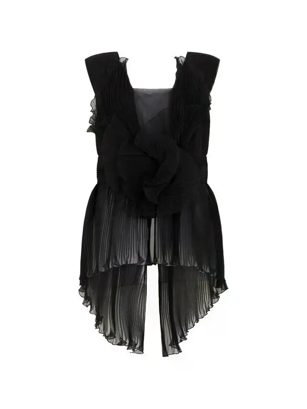 Alberta Ferretti Pleated Silk-chiffon Sleeveless Top - Black