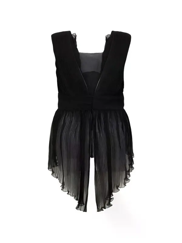 Alberta Ferretti Pleated Silk-chiffon Sleeveless Top - Black