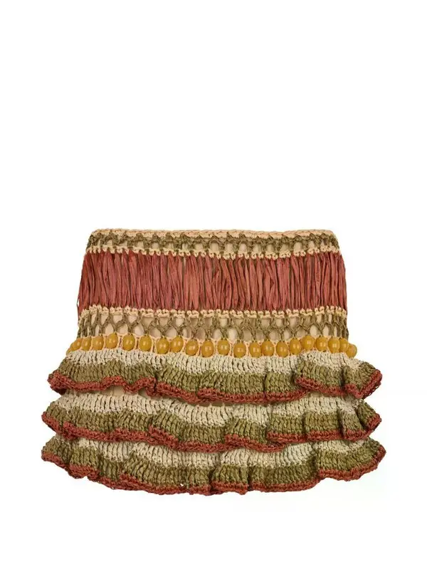 Alberta Ferretti Ruffled Bead-embellished Mini Skirt