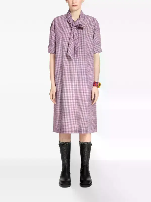 Dries Van Noten Supima Cotton Shirt Dress With Neck Scarf Detail