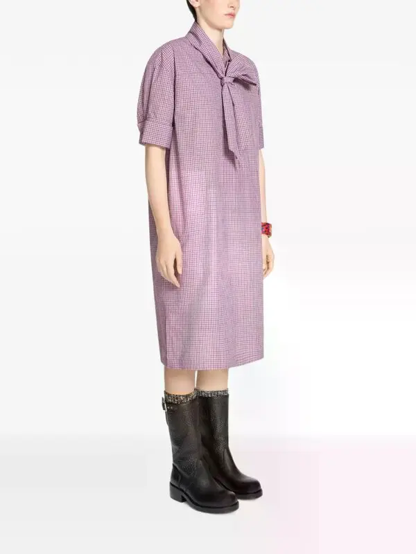 Dries Van Noten Supima Cotton Shirt Dress With Neck Scarf Detail