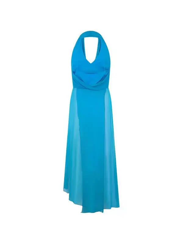 Alberta Ferretti Halterneck Silk Party Dress