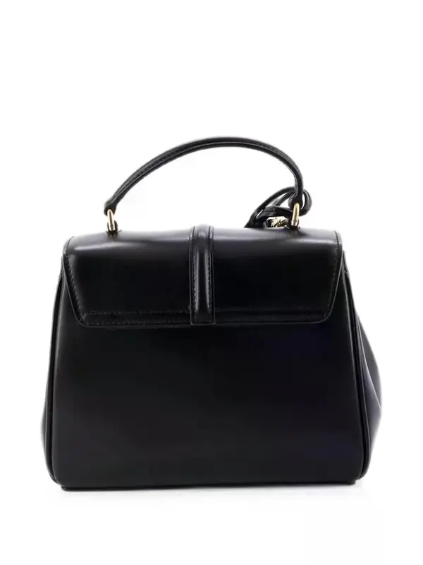 Celine 16 Top Handle Bag In Smooth Calfskin - Black