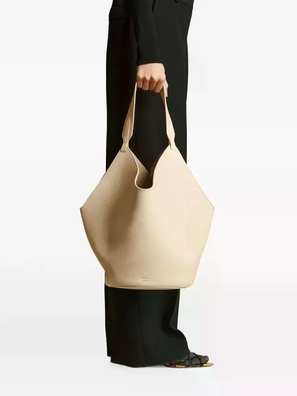 Khaite Medium Lotus Tote In Dark Ivory Pebbled Leather