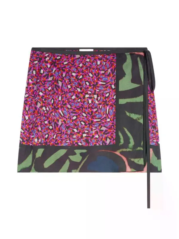Dries Van Noten Printed Silk Wrap Skirt - Pink