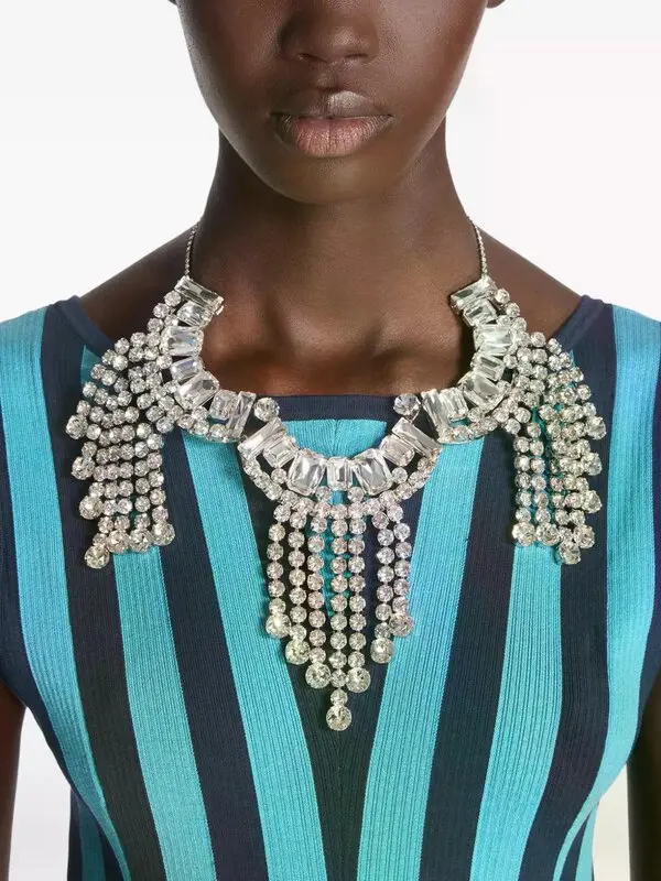 Dries Van Noten Tone Gemstone Embellishment Statement Necklace