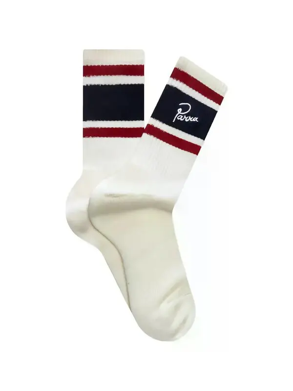 PARRA Signature Striped Crew Socks - White