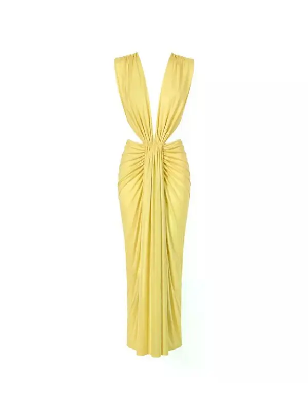 BAOBAB Pia Maxi Ruched Cutout Dress - Yellow