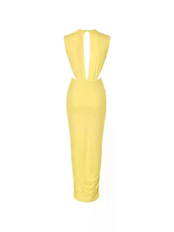 BAOBAB Pia Maxi Ruched Cutout Dress - Yellow