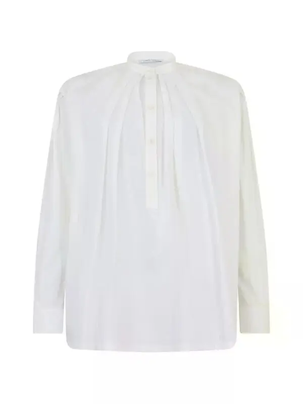 Alberta Ferretti Pleated Detail Band Collar Shirt