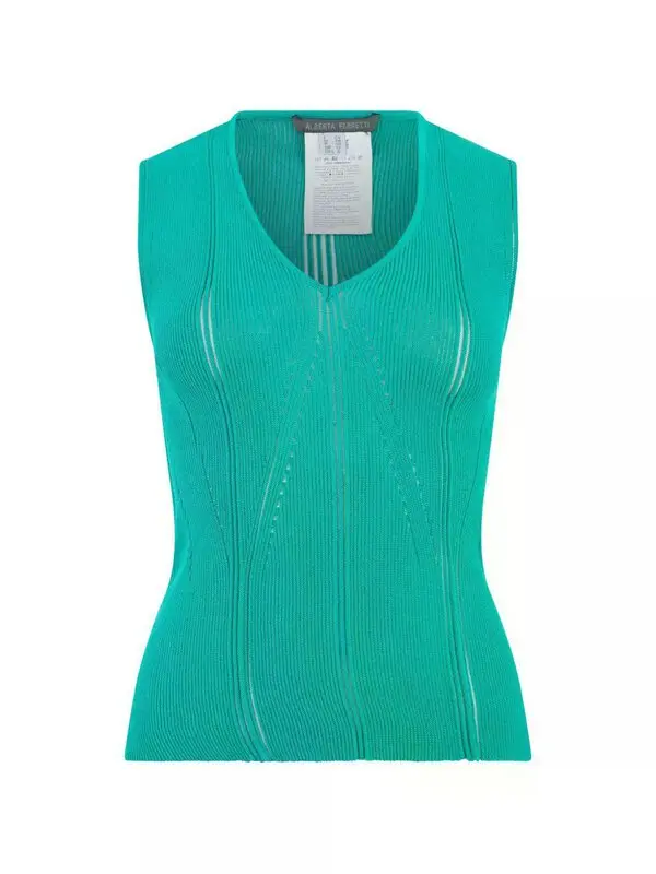 Alberta Ferretti Ribbed Knit V-neck Tank Top