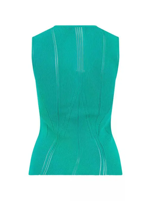 Alberta Ferretti Ribbed Knit V-neck Tank Top