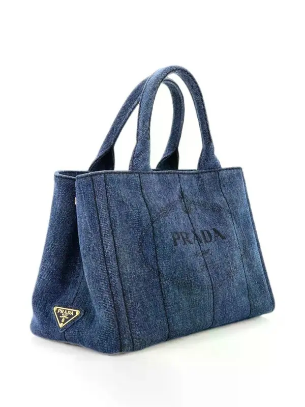 Prada Canapa Convertible Denim Mini Tote Bag