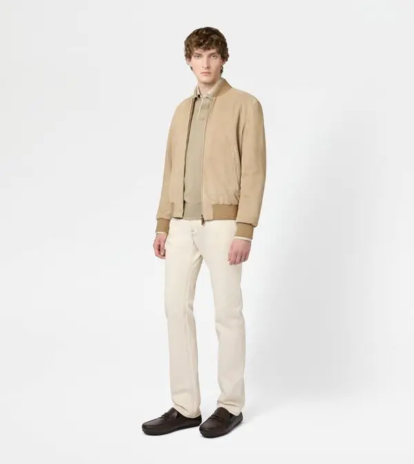 TOD'S Brera Bomber Jacket In Pashmy Suede