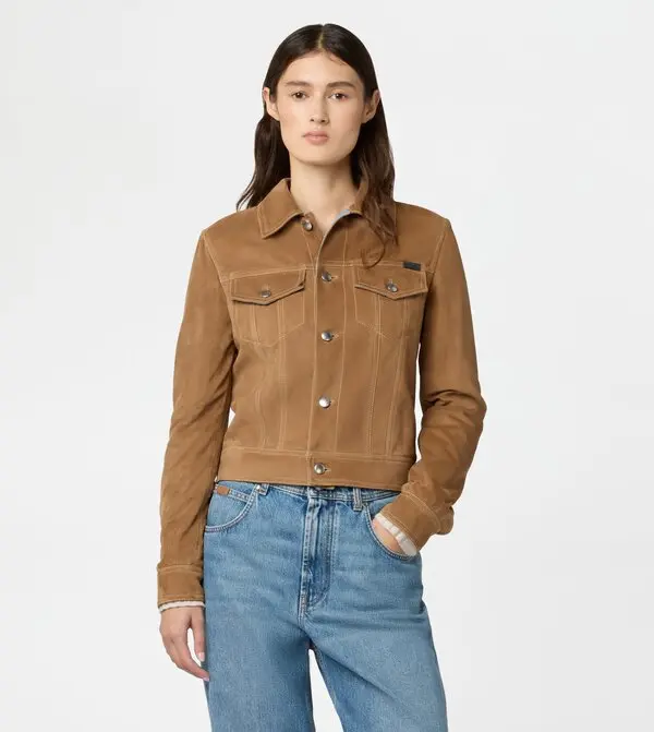 TOD'S Trucker Jacket In Pashmy Suede