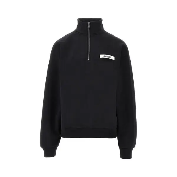 Jacquemus Half-zip Fleece-back Sweatshirt - Black