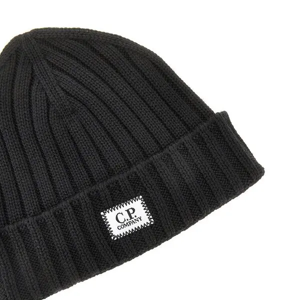 C.P. COMPANY Knitted Beanie Hat With Logo Patch