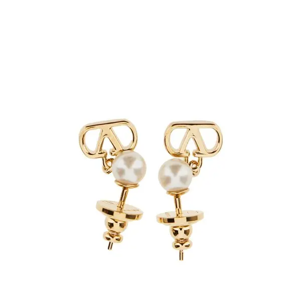 Valentino Garavani Vlogo Signature Earrings With Faux Pearl - Gold
