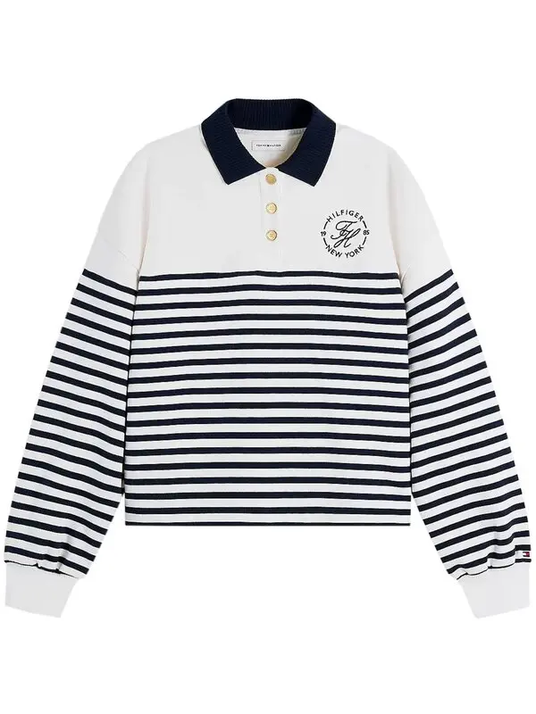 Tommy Hilfiger Striped Collared Sweatshirt With Logo Detail