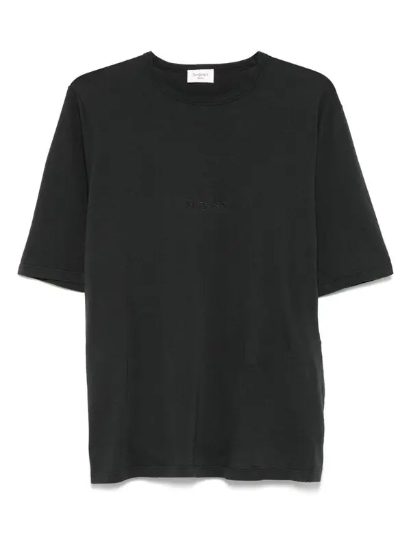 Saint Laurent Logo Cotton T-shirt - Black