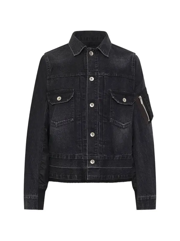 Sacai Denim And Nylon Blouson Jacket - Black
