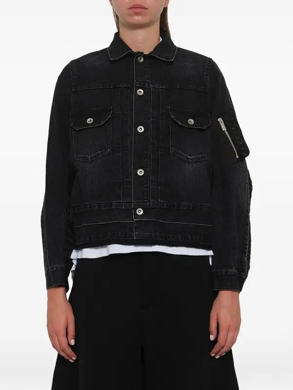Sacai Denim And Nylon Blouson Jacket - Black