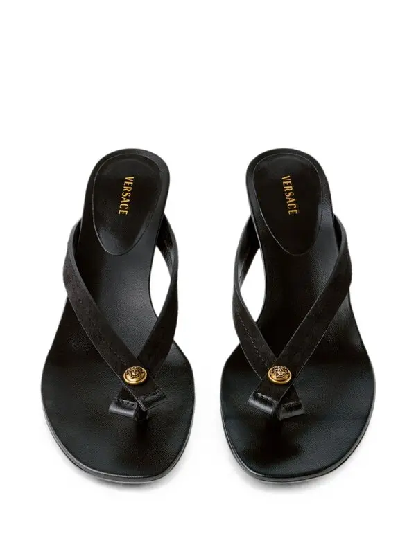 Versace Leather Thong Heeled Sandals